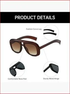 Accessories | Oversized Square Double Bridge Sunglasses Uv40 Retro ...
